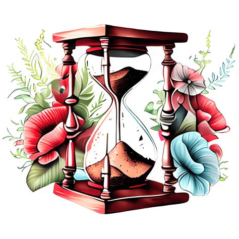 Floral Hourglass Watercolor Magnet Red Green Black Pastel · Creative