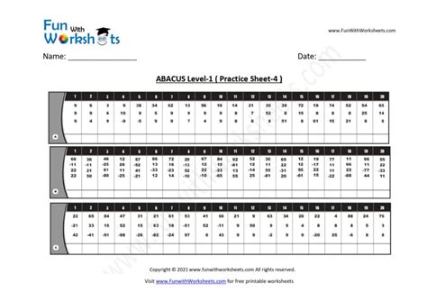 Abacus Practice Sheets Level 1