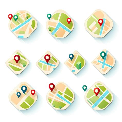premium ai image set of city map navigation icons in flat style