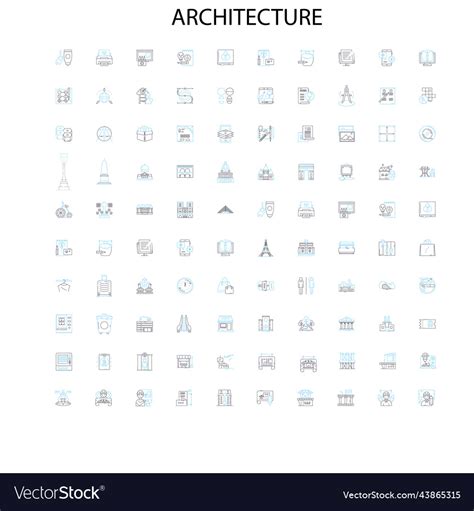 Architecture Icons Signs Outline Symbols Vector Image