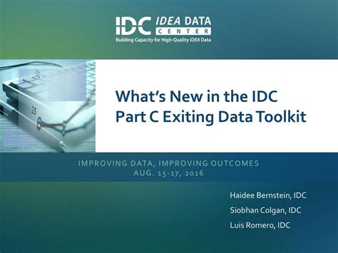 Whats New In The Idc Part C Exiting Data Toolkit Ppt Download