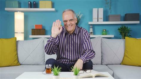 The Cheerful And Charming Old Man Greets 33546686 Stock Video At Vecteezy