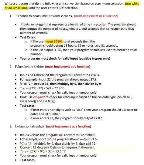 Solved Write A Program That Do The Following Unit Conversion Chegg