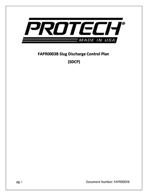 Fillable Online Fapr0003b Slug Discharge Control Plan Sdcp Fax Email