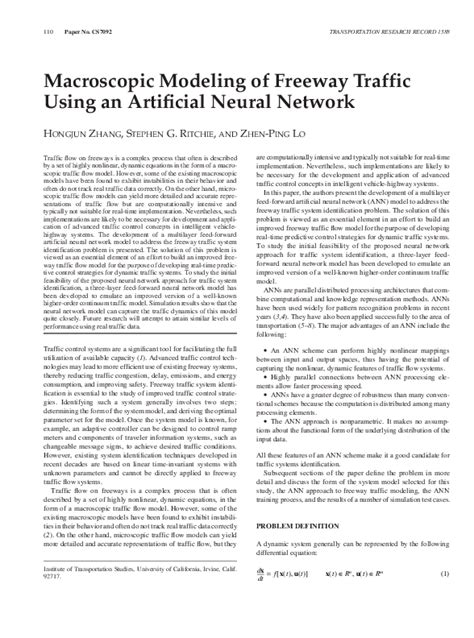 pdf improving freeway traffic modeling with ann