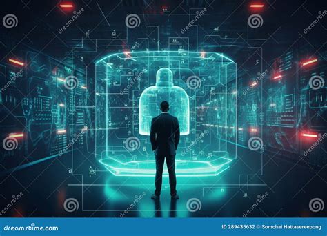 concept of cyber security awareness vs hacker and ai stock illustration