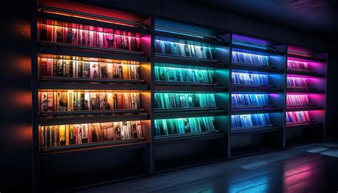 Premium Ai Image Futuristic Bookshelf Editorial Photography With