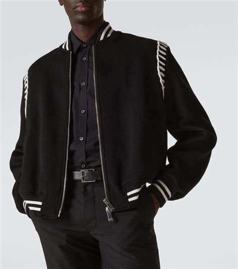 Embroidered Wool Bomber Jacket In Black Alexander Mc Queen Mytheresa