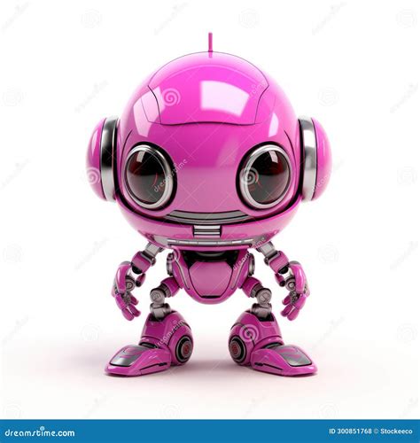 Cute Pink Robot A Shiny Gadgetpunk Delight Stock Illustration