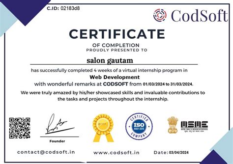 codsoft webdevelopment internshipexperience careergrowth salon gautam