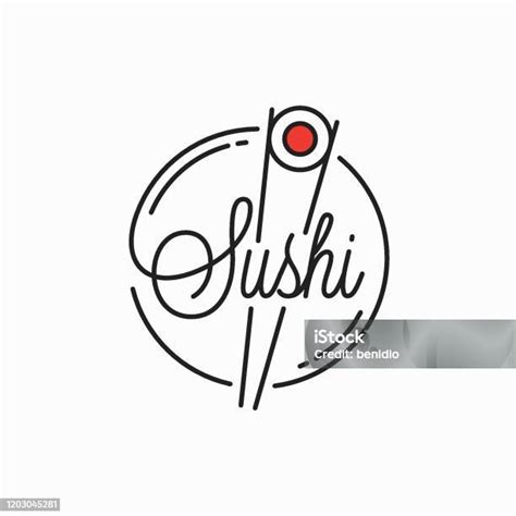 Desain Sushi Roll Linear Bulat Sumpit Sushi Pada Latar Belakang Putih