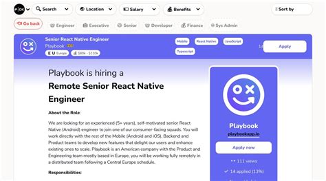📢 Playbook Is Hiring A Senior React Native Engineer Rjobboardsearch
