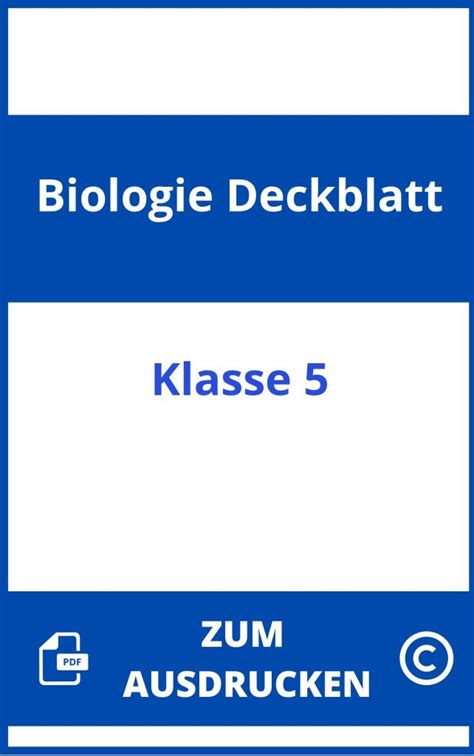 Deckblatt Biologie Klasse Zum Ausdrucken