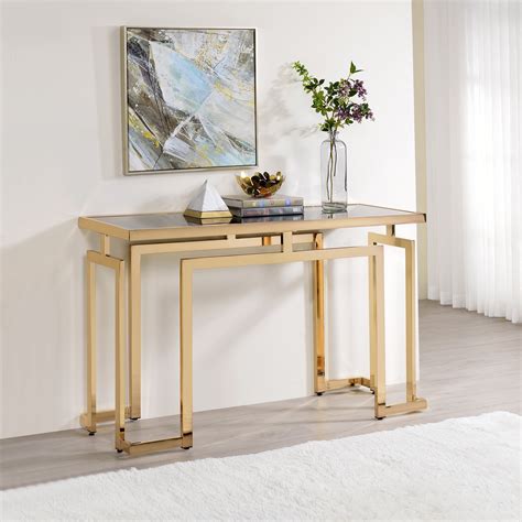 Pelmont Glass Top Rectangle Console Table Gold