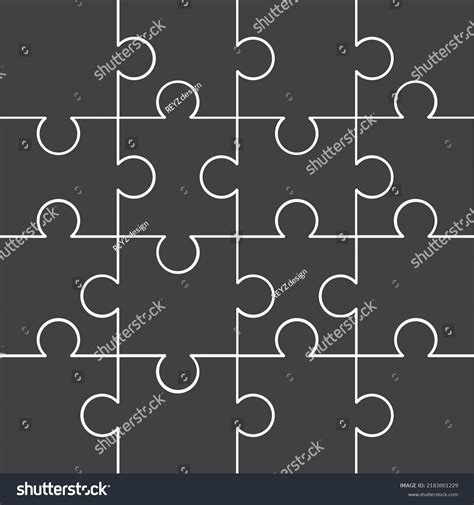 Puzzle Jigsaw Set 16 Vector Flat Stock Vector Royalty Free 2183001229