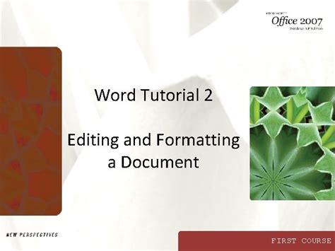 Word Tutorial Editing And Formatting A Document
