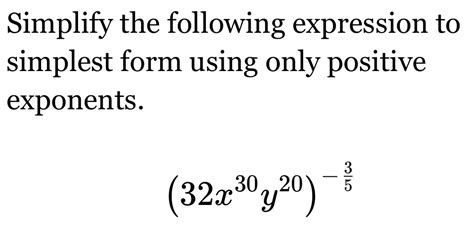 Solved Simplify The Following Expression To Simplest Form Using Only