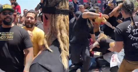 Video Violent Brawl Breaks Out After Jorge Masvidal Nate Diaz Press