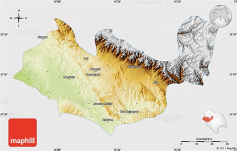 Physical Map Of Kangra Single Color Outside