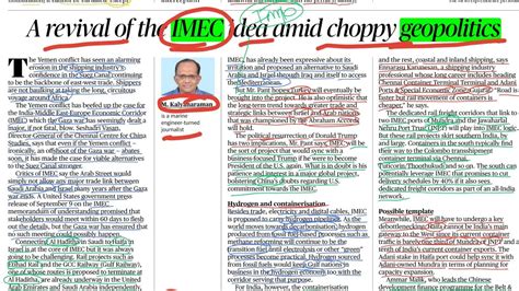 Reviving Imec Navigating Choppy Geopolitics Upsc Insights By World
