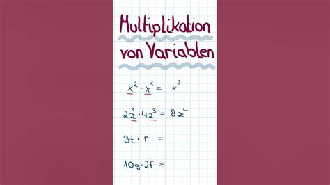 Multiplikation Von Variablen Rechnen Mit Variablen Rechenregeln