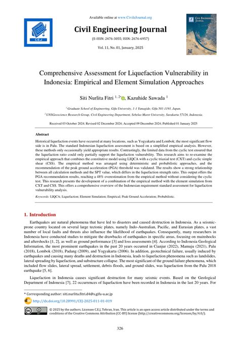 Pdf Comprehensive Assessment For Liquefaction Vulnerability In Indonesia Empirical And