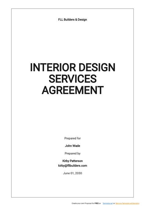 Interior Design Service Agreement Template Prntbl