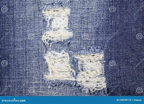 Blue Torn Denim Jeans Texture Stock Photo Image Of Border Blank