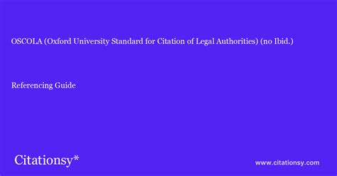 Oscola Oxford University Standard For Citation Of Legal Authorities