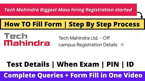 tech mahindra biggest mass hiring registration started youtube