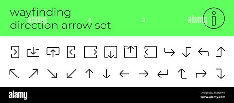 Wayfinding System Direction Arrow Linear Icon Set Way Finding Entrance And Exit Outline Symbol