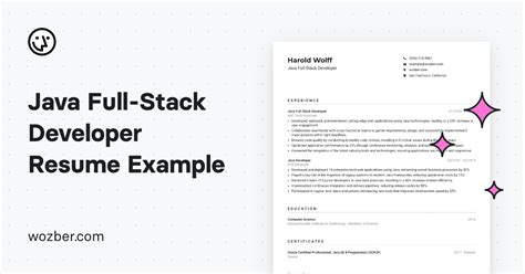 Java Full Stack Developer Resume Example