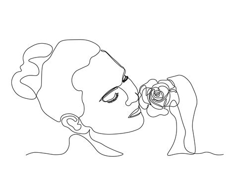 Abstract Portrait Of A Girl With Closed Eyes Who Is Sniffing A Flower