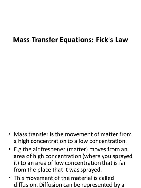 Ficks First Law Diffusion Concentration
