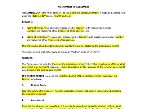 Contract Amendment Template Sample Template Samples