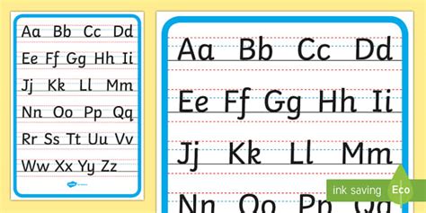 Upper Case And Lower Case Alphabet Letter Chart EYLF