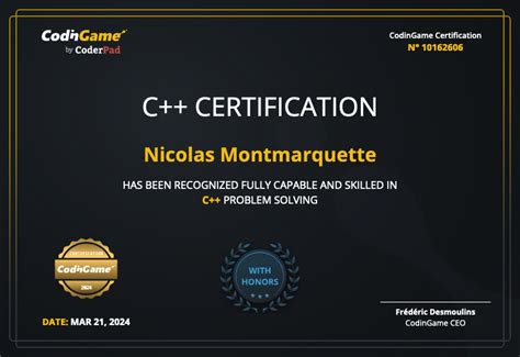 Codingame Certification