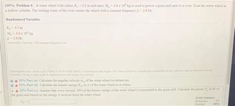 Solved Problem A Water Wheel With Radius R Mand Chegg