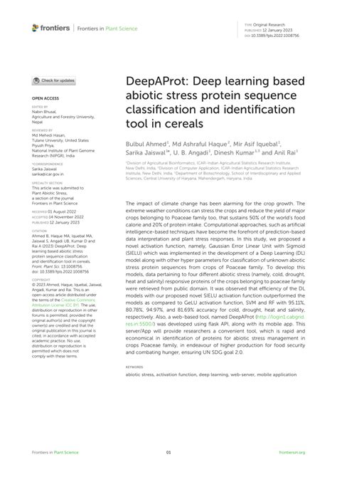 Pdf Deepaprot Deep Learning Based Abiotic Stress Protein Sequence