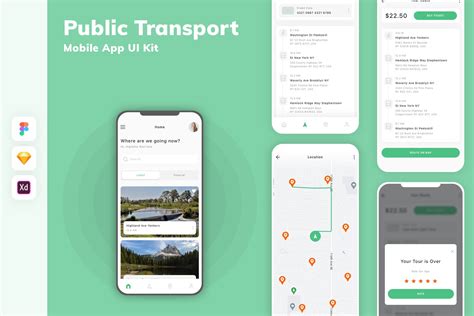 Public Transport Mobile App Ui Kit Ui Kits And Libraries ~ Creative