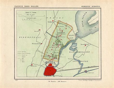 Antique Map Netherlands Town Plan Schooten Noord Holland Kuyper Kuijper