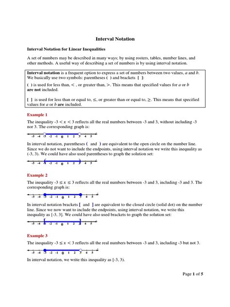 Interval Notation Pdf Interval Mathematics Bracket