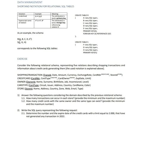 Solved DATA MANAGEMENT SHORTAND NOTATION FOR RELATIONAL SQL Chegg Com