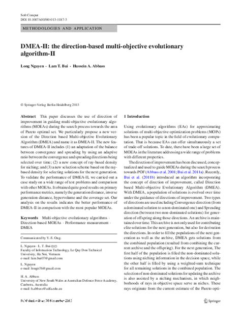 pdf dmea ii the direction based multi objective evolutionary
