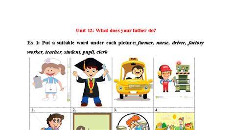 Unit 12 What Does Your Father Do Exercises And Solutions Eng 4