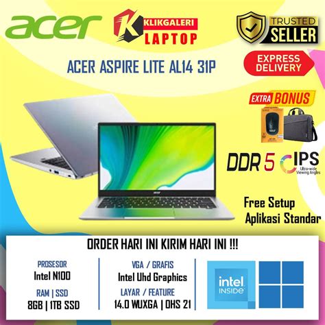 Jual Laptop Acer Aspire Lite Al14 31p Intel N100 Ddr5 16gb 512gb Ssd