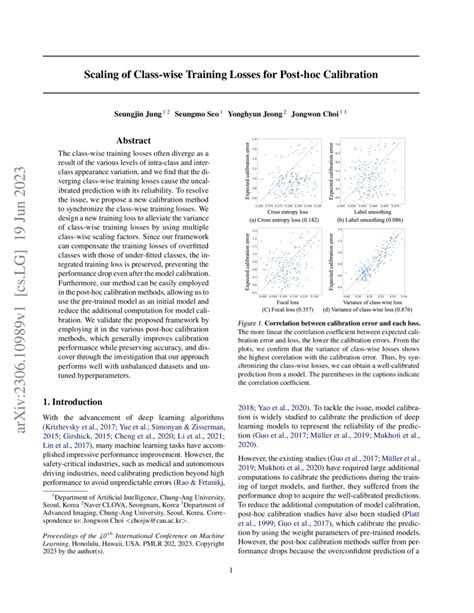 Scaling Of Class Wise Training Losses For Post Hoc Calibration Deepai
