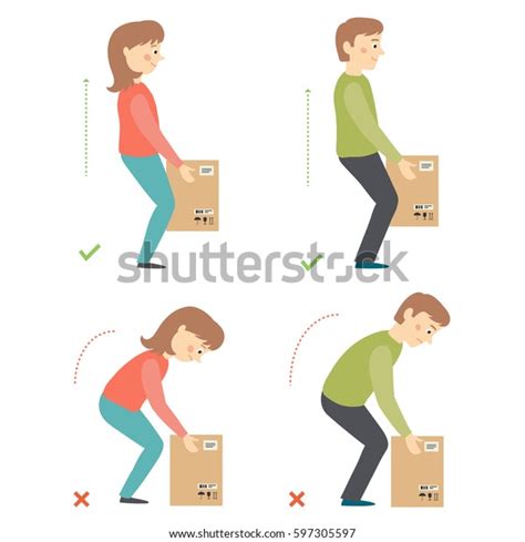 Correct Incorrect Activities Posture Daily Routine Stock Vector