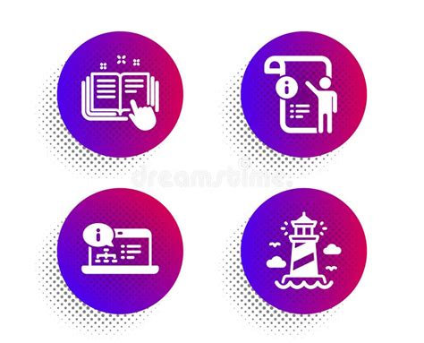 Manual Doc Online Documentation And Technical Documentation Icons Set Lighthouse Sign Vector