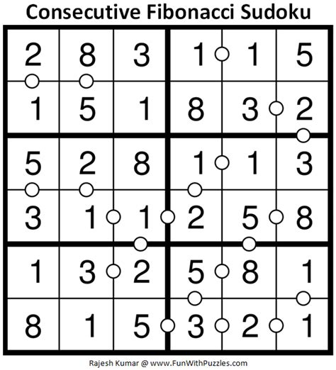 Consecutive Fibonacci Sudoku Puzzles Fun With Sudoku 329 330